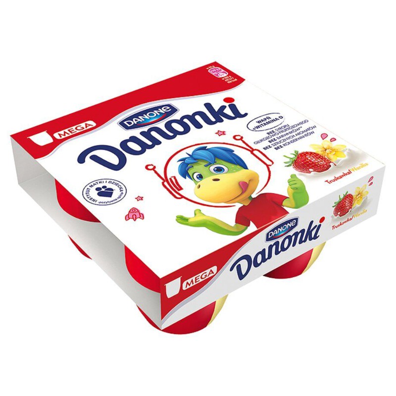 Danonki Mega truskawka wanilia Danone 4 x 90 g – AuchanPL Artykuły ...