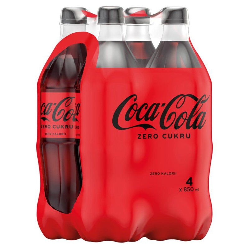 Napój gazowany Cola Zero Coca-Cola 4 x 850 ml – AuchanPL Artykuły spożywcze online i oferty