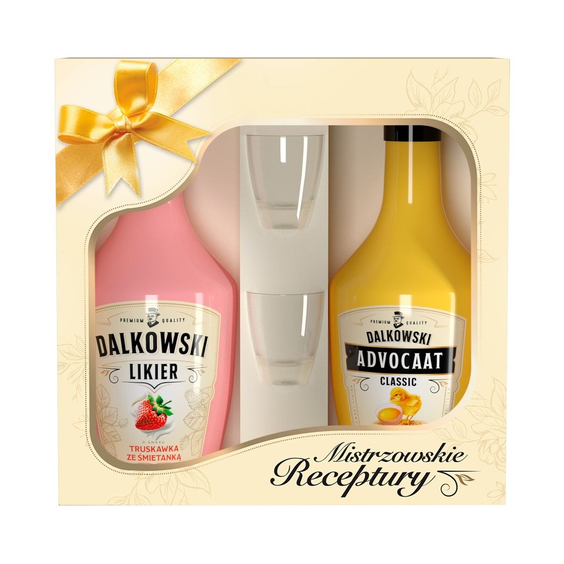 Likier Adwokat z Truskawką + kieliszki alk.15% obj. Dalkowski 350 ml ...