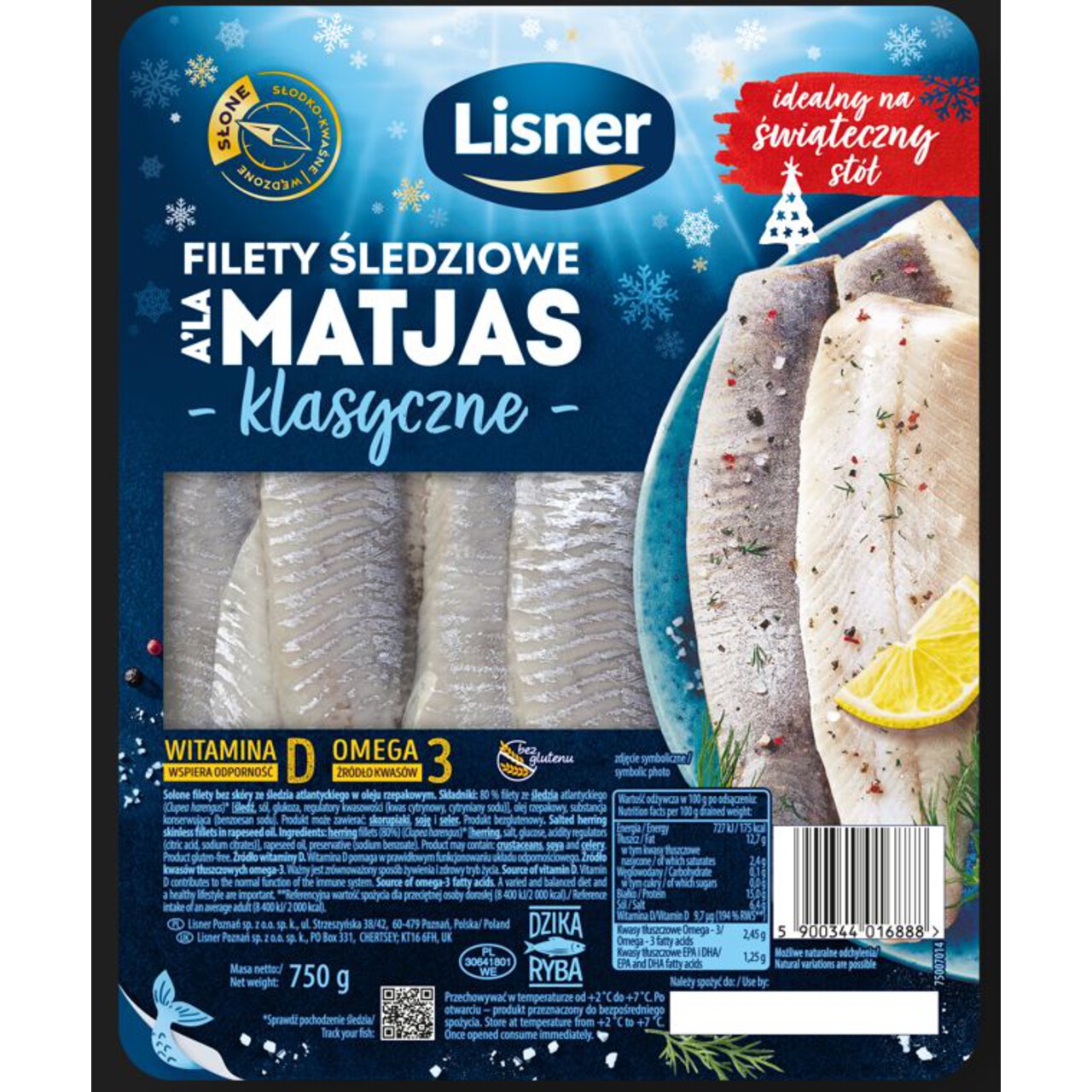 Filety śledziowe a`la Matjas klasyczne Lisner 750 g – AuchanPL Artykuły ...